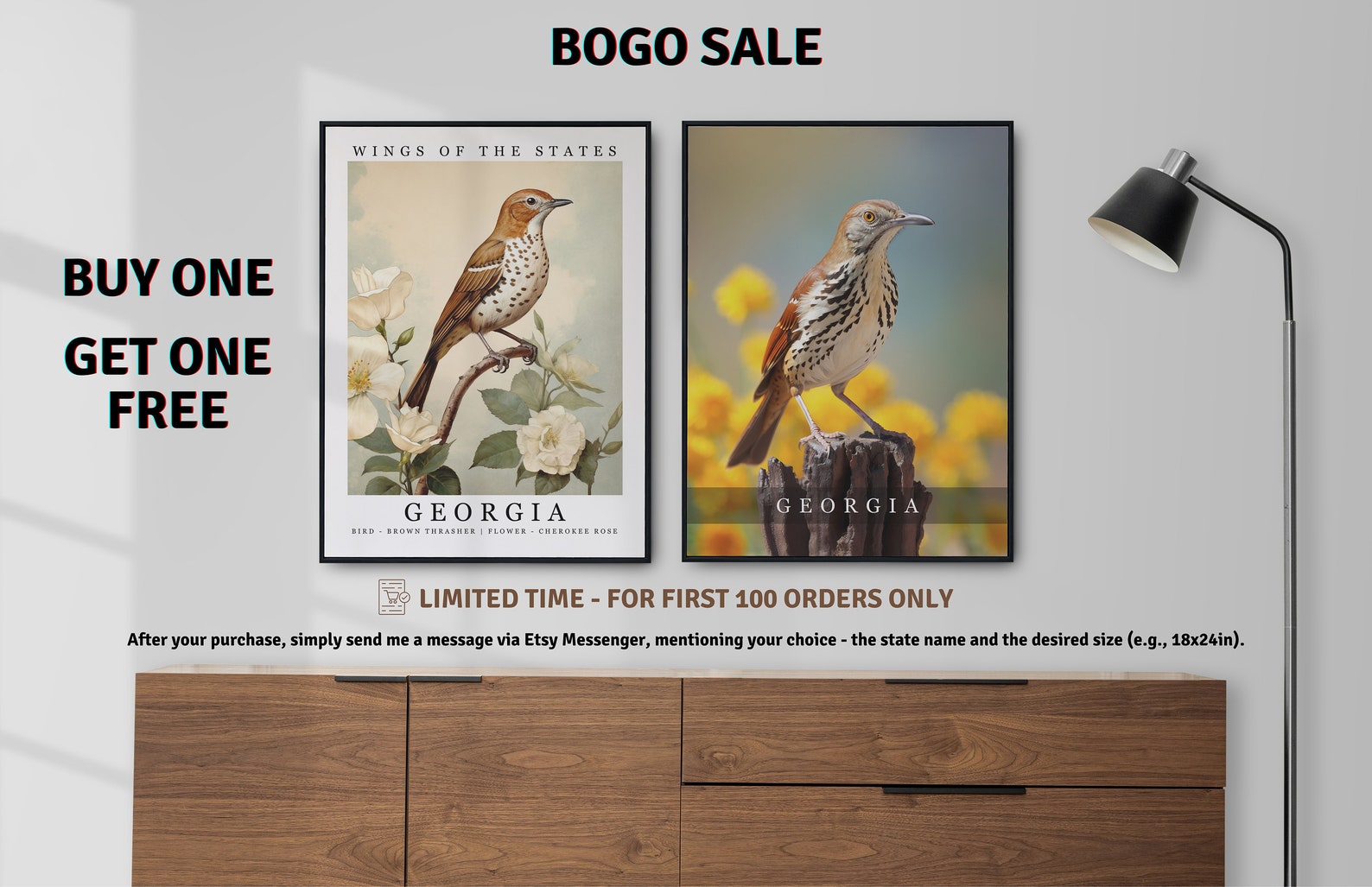 Georgia State Bird Brown Thrasher Photo Art Print State - Etsy