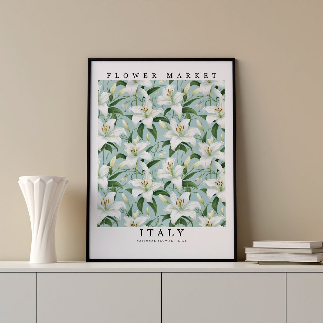 Italy National Flower - Lily Wall Art Print Flower Market Poster ...