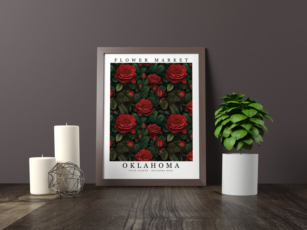 Oklahoma State Flower - Oklahoma Rose Wall Art Print Flower Market ...