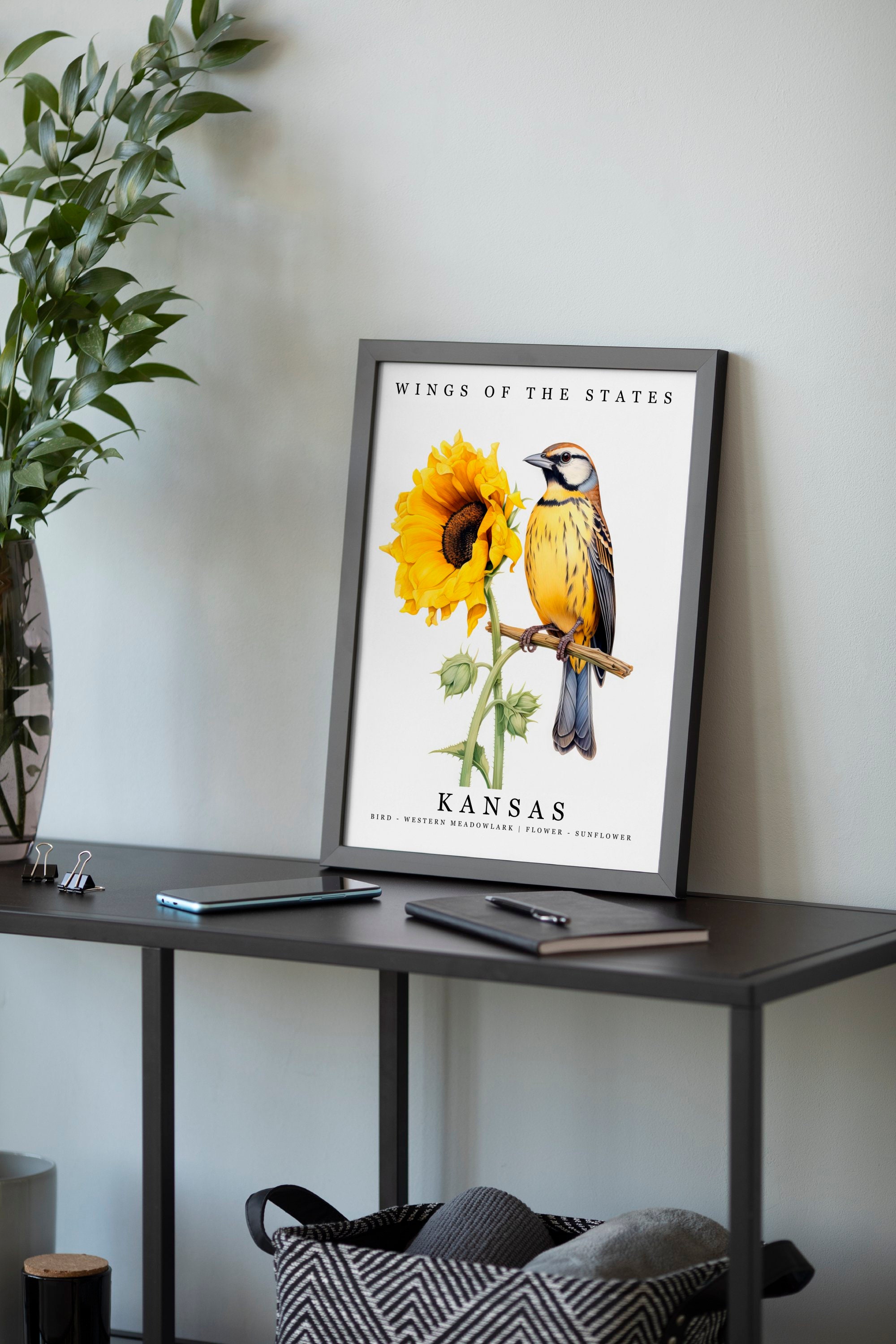 Kansas State Bird Western Meadowlark and State Flower - Etsy