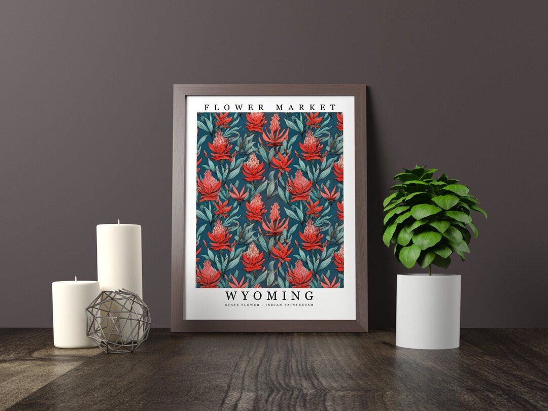 Wyoming State Flower - Indian Paintbrush Wall Art Print Flower Market ...