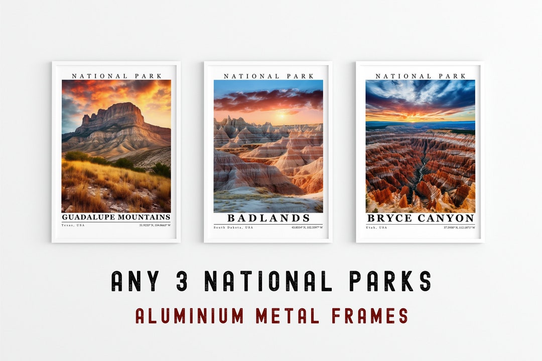 National Parks Bundle : Set of 3 Prints Black Metal Framed Poster With ...