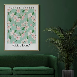 Michigan State Flower - Apple Blossom Wall Art Print Flower Market ...