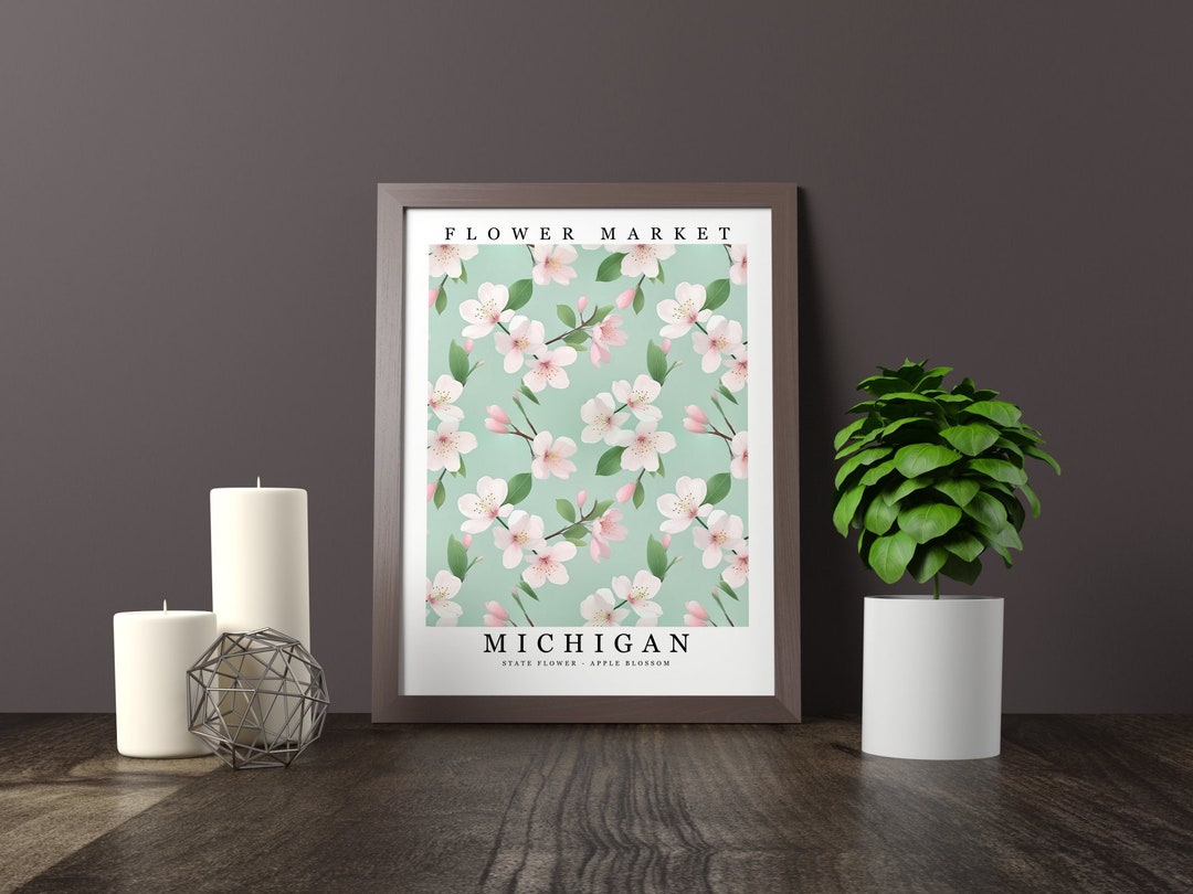 Michigan State Flower - Apple Blossom Wall Art Print Flower Market ...