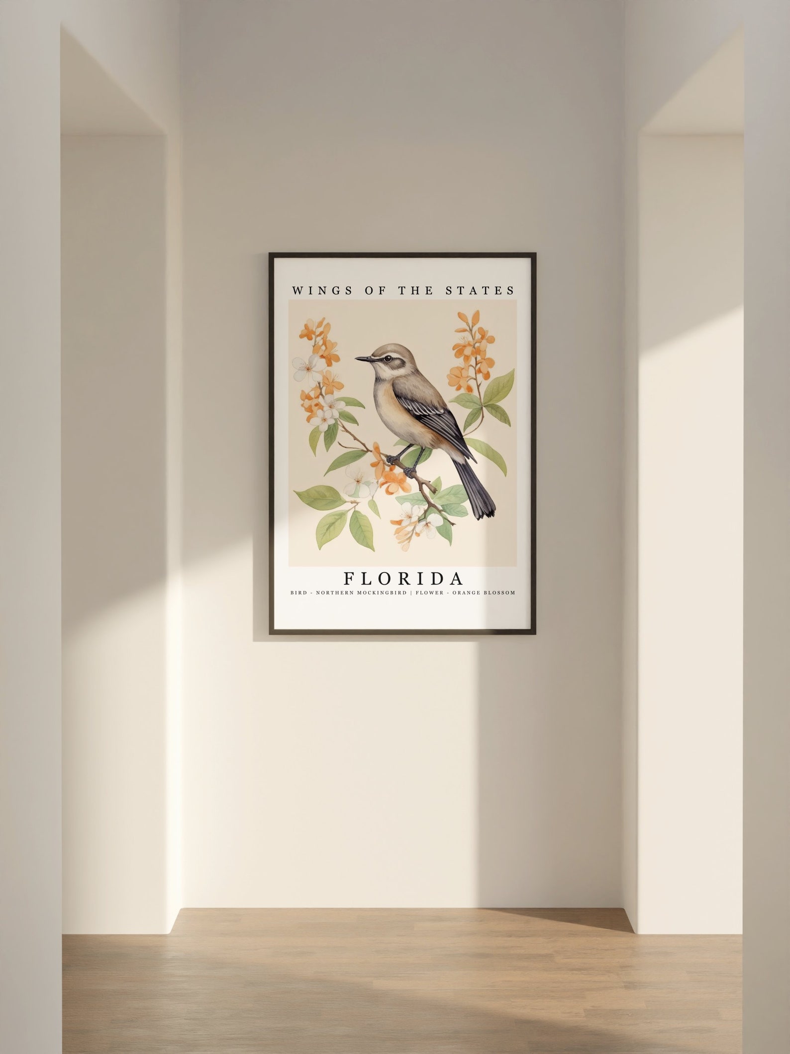Florida State Bird - Northern Mockingbird and State Flower - Orange ...