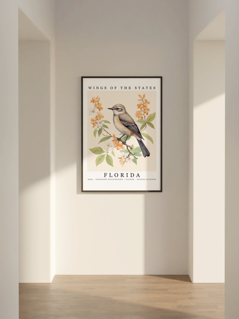 Florida State Bird - Northern Mockingbird and State Flower - Orange ...