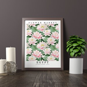 Egypt National Flower - Lotus Wall Art Print Flower Market Poster ...
