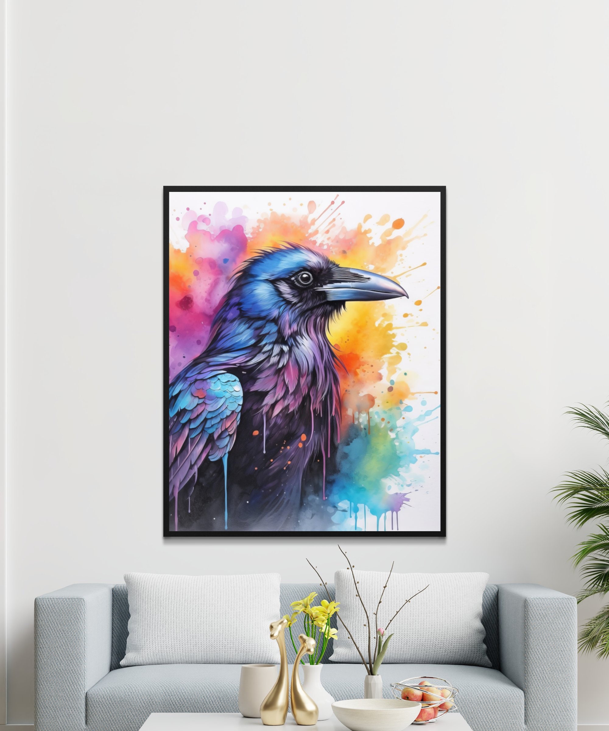 Watercolor Raven Printable Art Raven Print Download Raven - Etsy