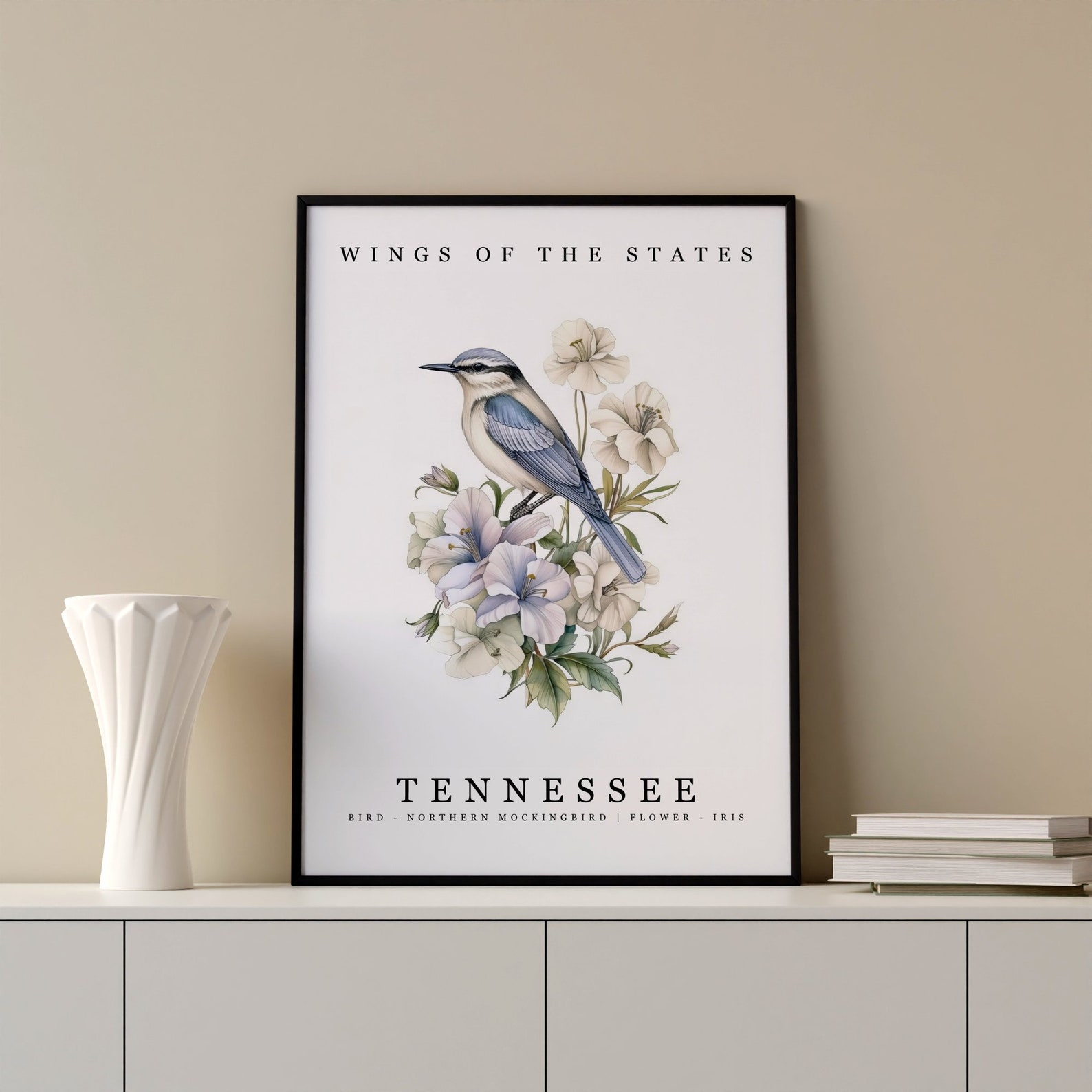 Tennessee State Bird - Northern Mockingbird and State Flower - Iris ...