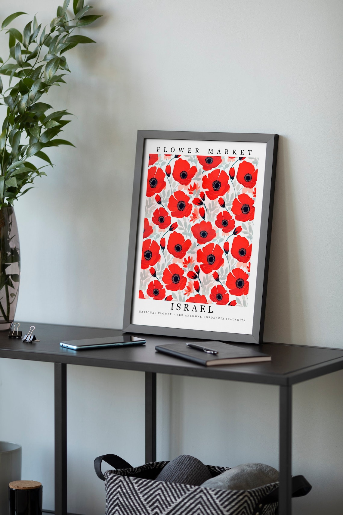 Israel National Flower - Red Anemone Coronaria Wall Art Print Flower ...