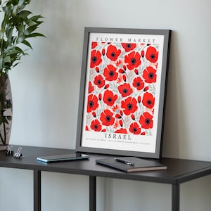 Israel National Flower - Red Anemone Coronaria Wall Art Print Flower ...