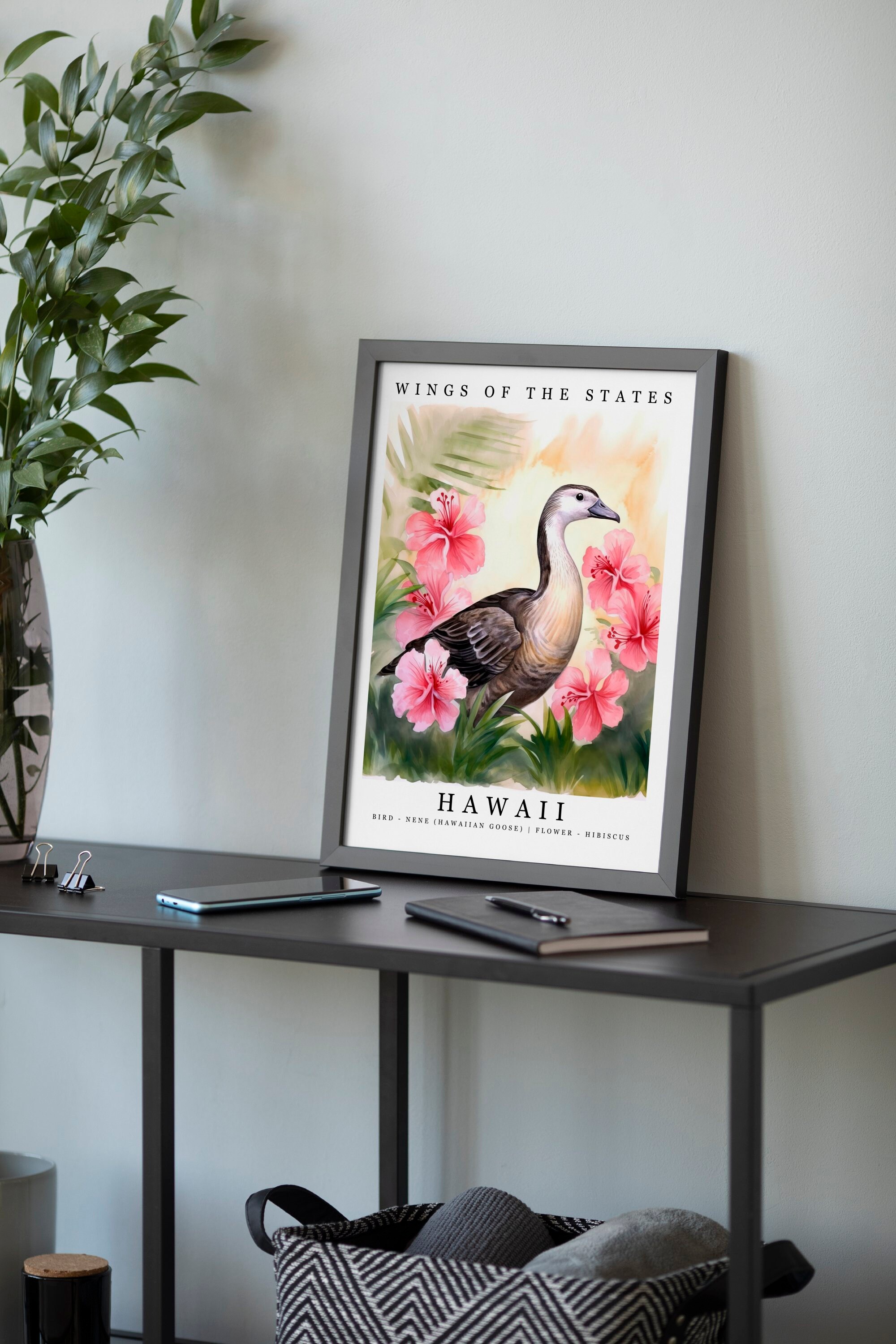Hawaii State Bird - Nene (hawaiian Goose) and State Flower - Hibiscus ...