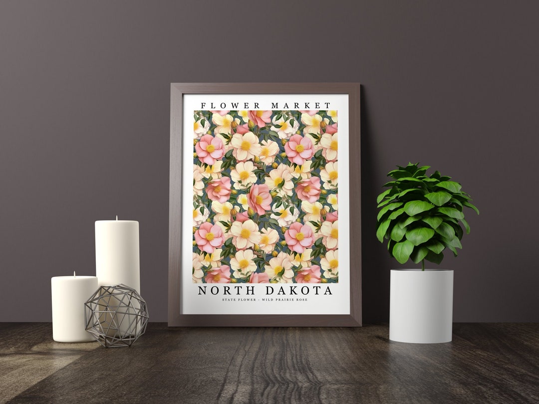 North Dakota State Flower - Wild Prairie Rose Wall Art Print Flower ...