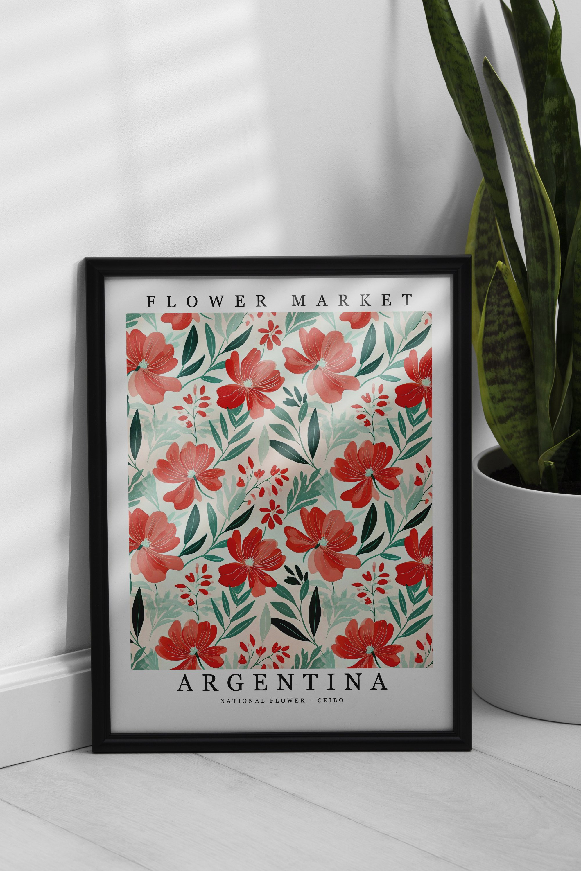 Argentina National Flower - Ceibo Wall Art Print Flower Market Poster ...