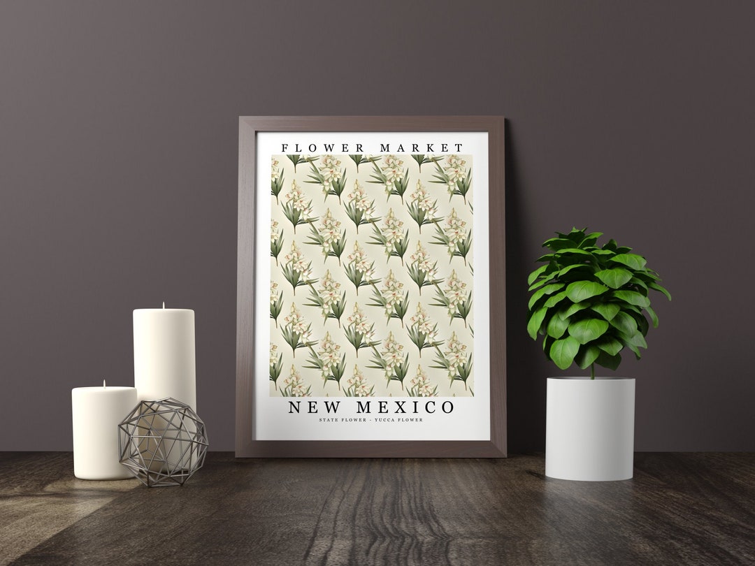 New Mexico State Flower - Yucca Flower Wall Art Print Flower Market ...