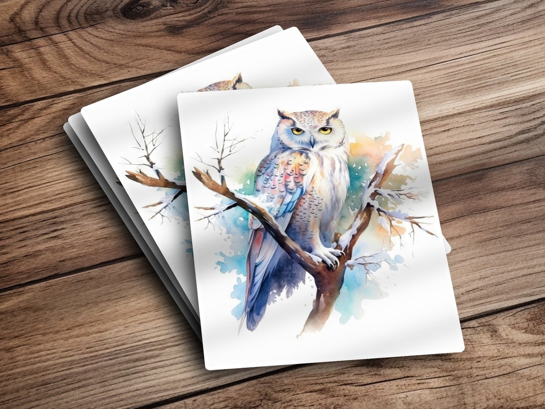 Watercolor Snow Owl Printable Art Snow Owl Print Download - Etsy