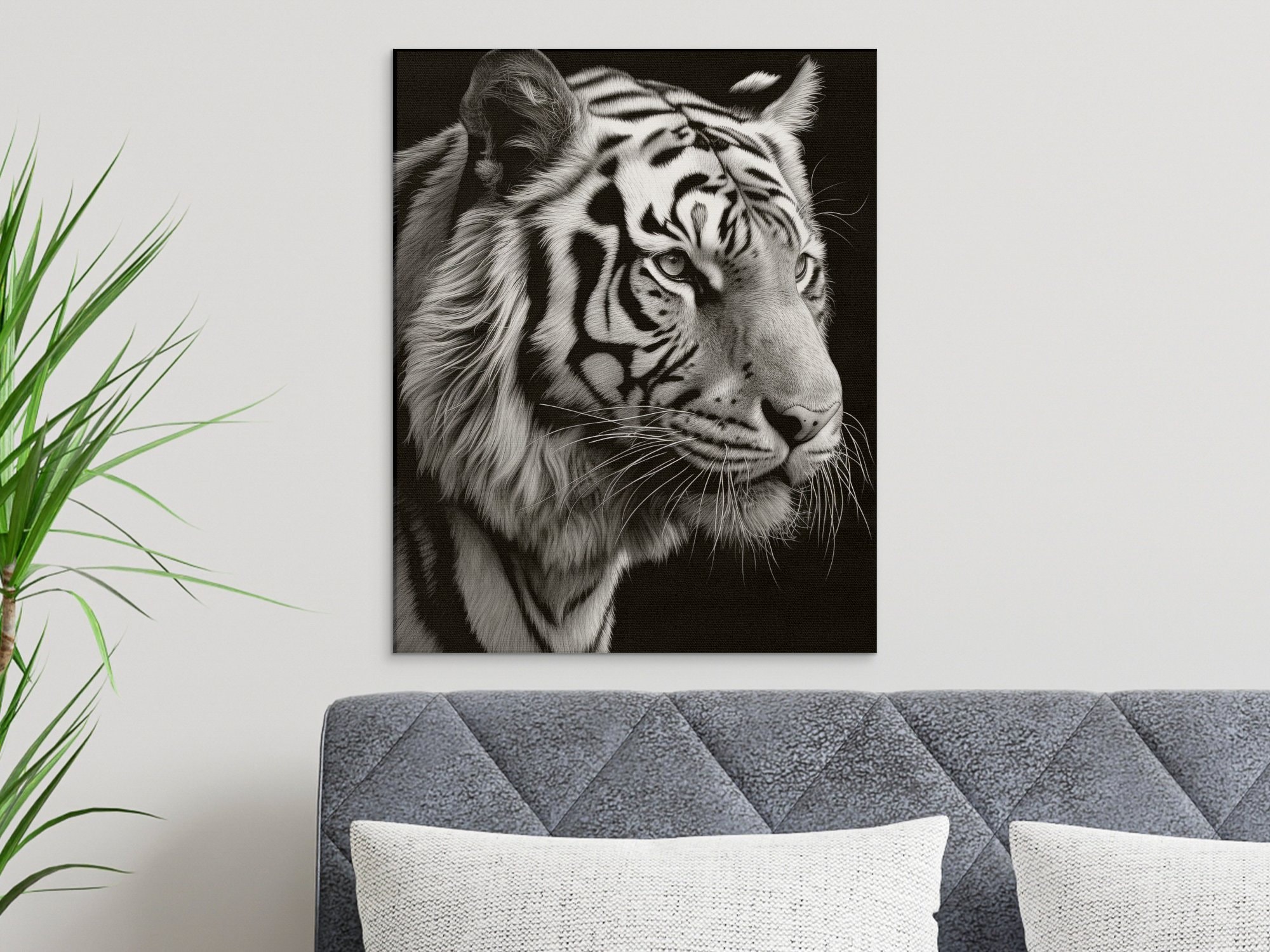 Black and White Tiger Printable Art Tiger Print Download - Etsy