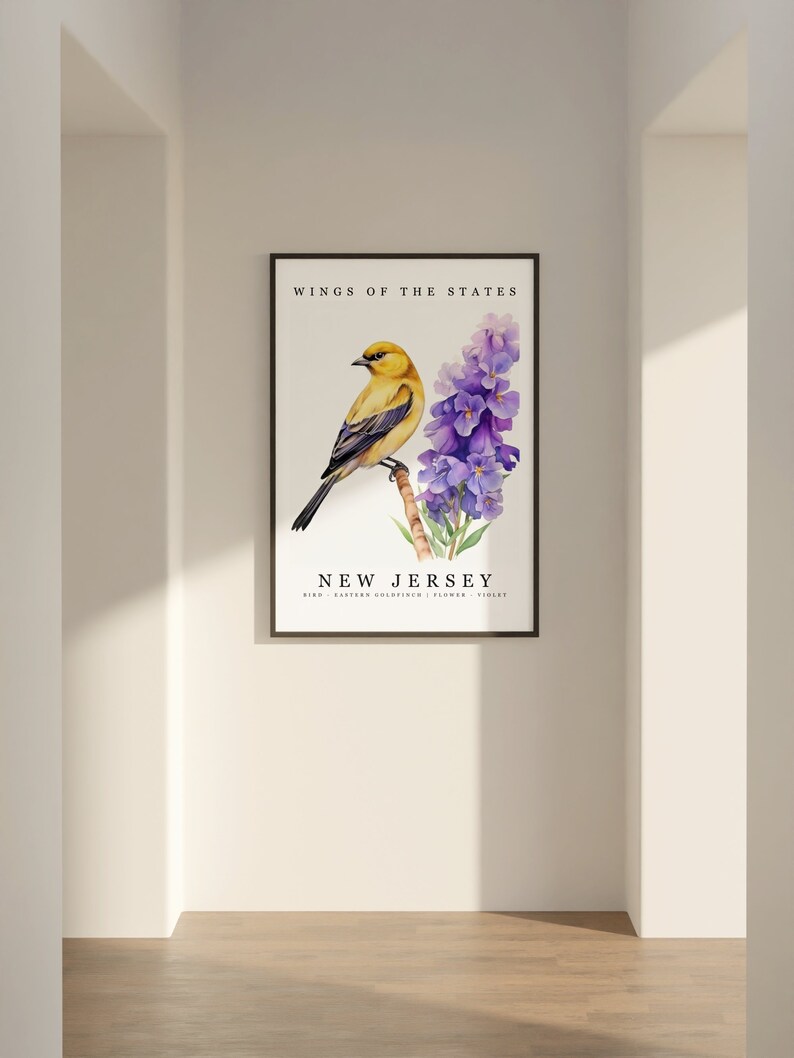 New Jersey State Bird - Eastern Goldfinch and State Flower - Violet ...