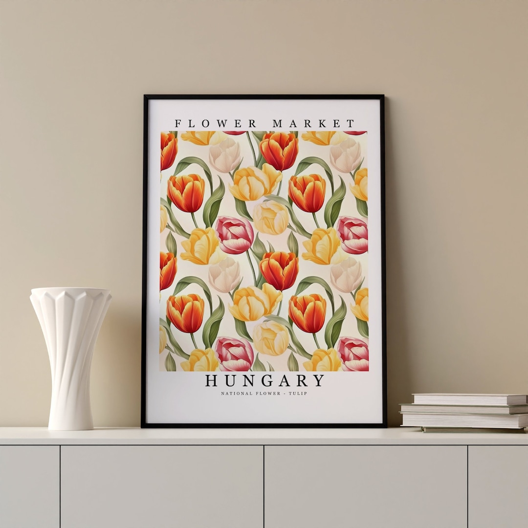 Hungary National Flower - Tulip Wall Art Print Flower Market Poster ...