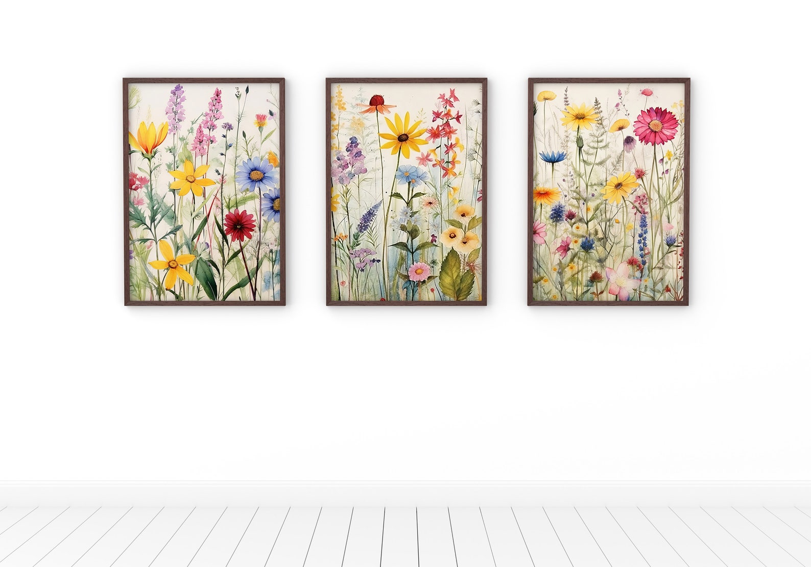 Watercolor Wildflowers Floral Botanical Prints D2, Minimalist Modern ...