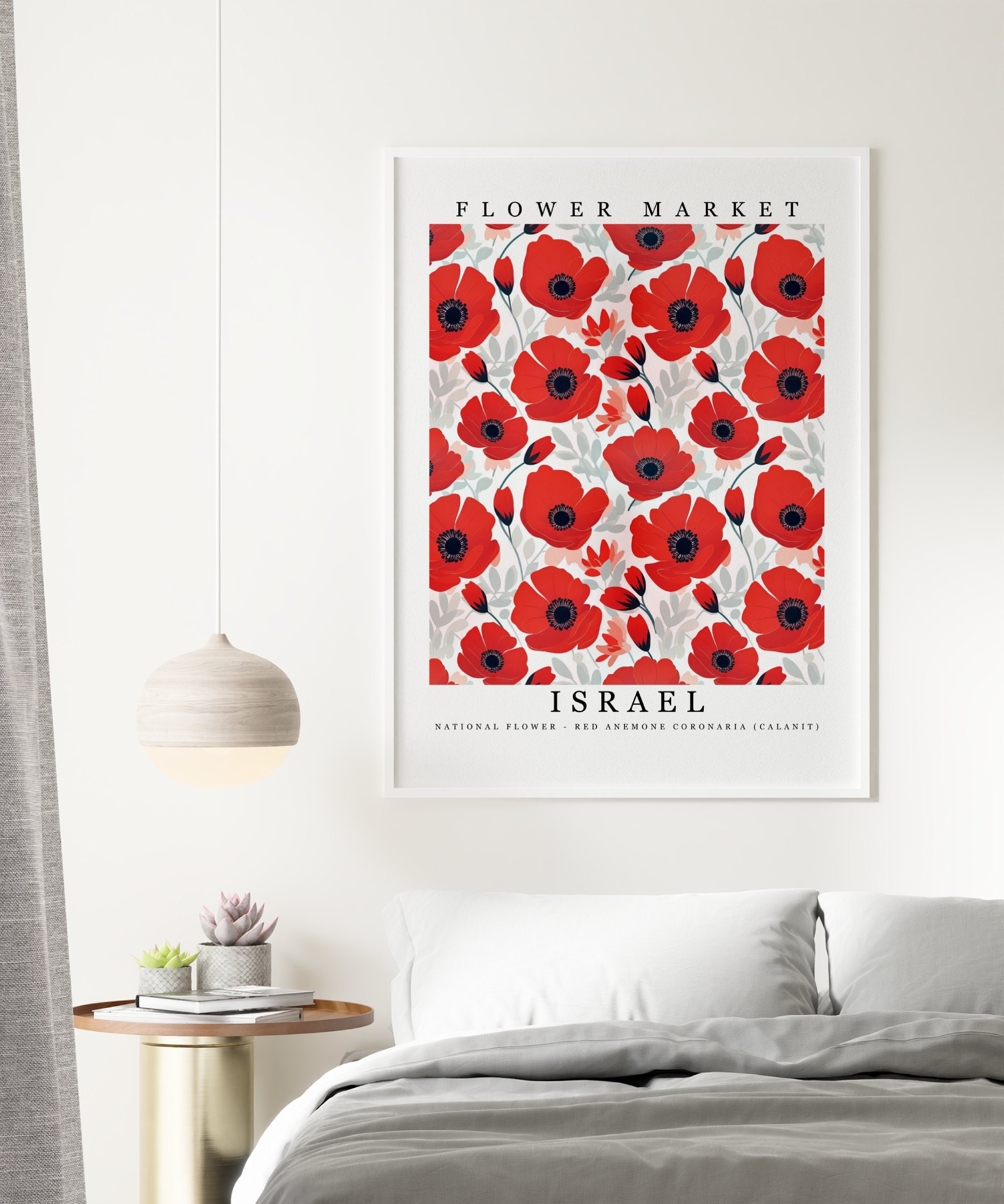 Israel National Flower - Red Anemone Coronaria Wall Art Print Flower ...