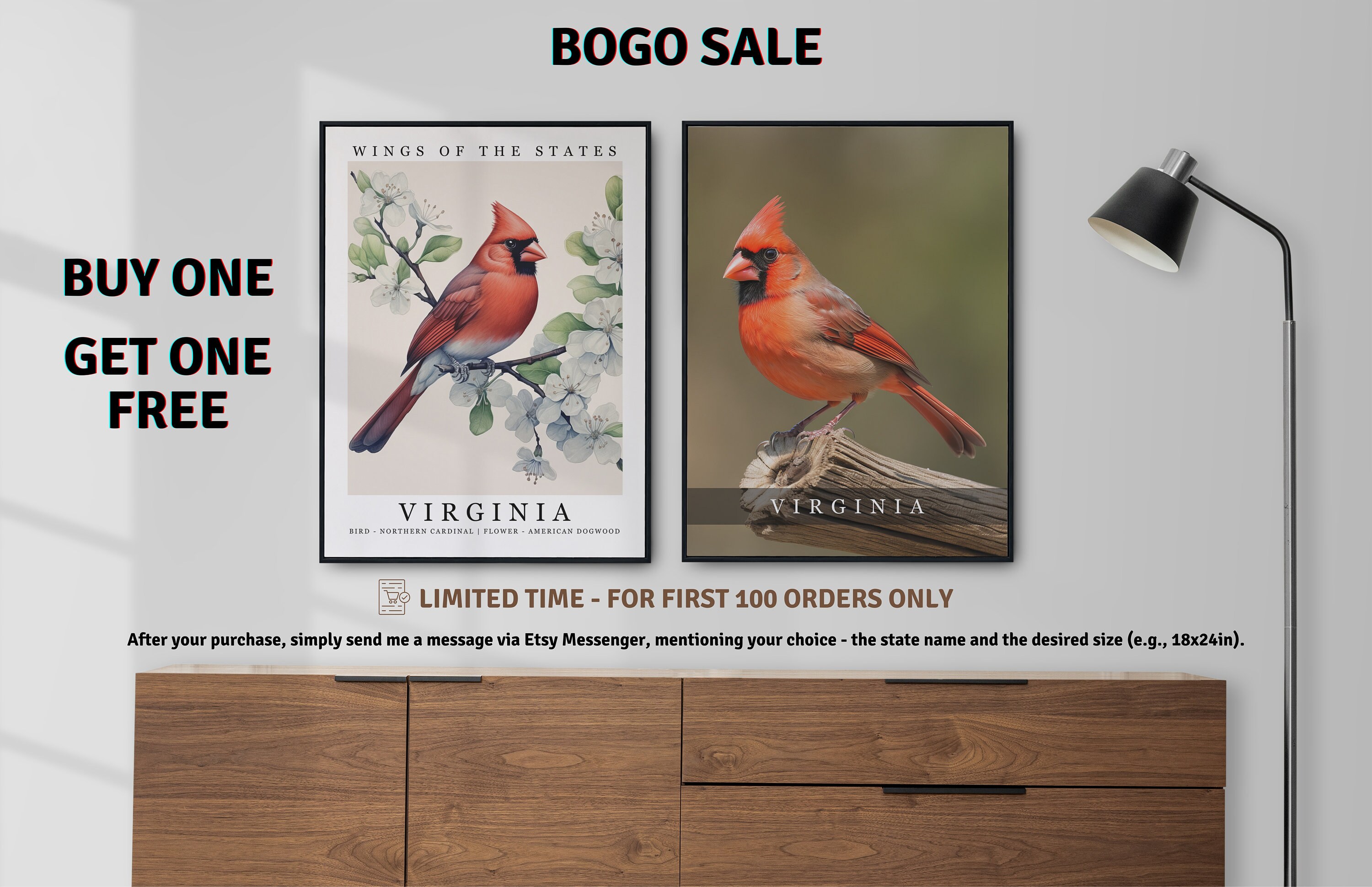 Virginia State Bird Northern Cardinal Photo Art Print State - Etsy