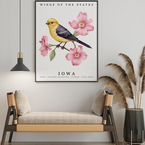 Iowa State Bird - Eastern Goldfinch and State Flower - Wild Rose ...