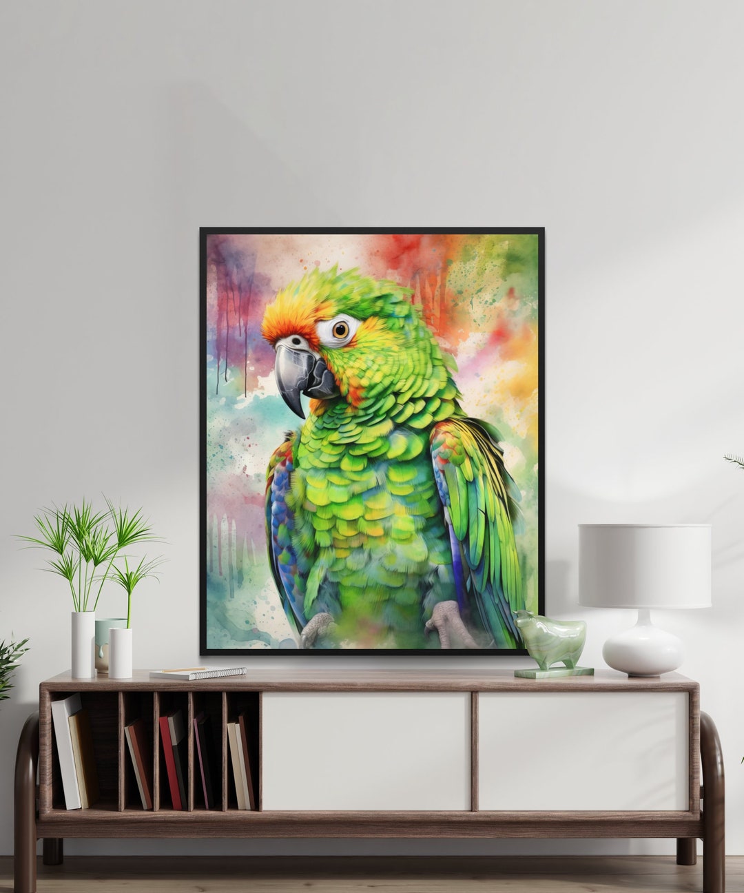 Watercolor Green Parrot, Printable Art, Green Parrot Print Download ...