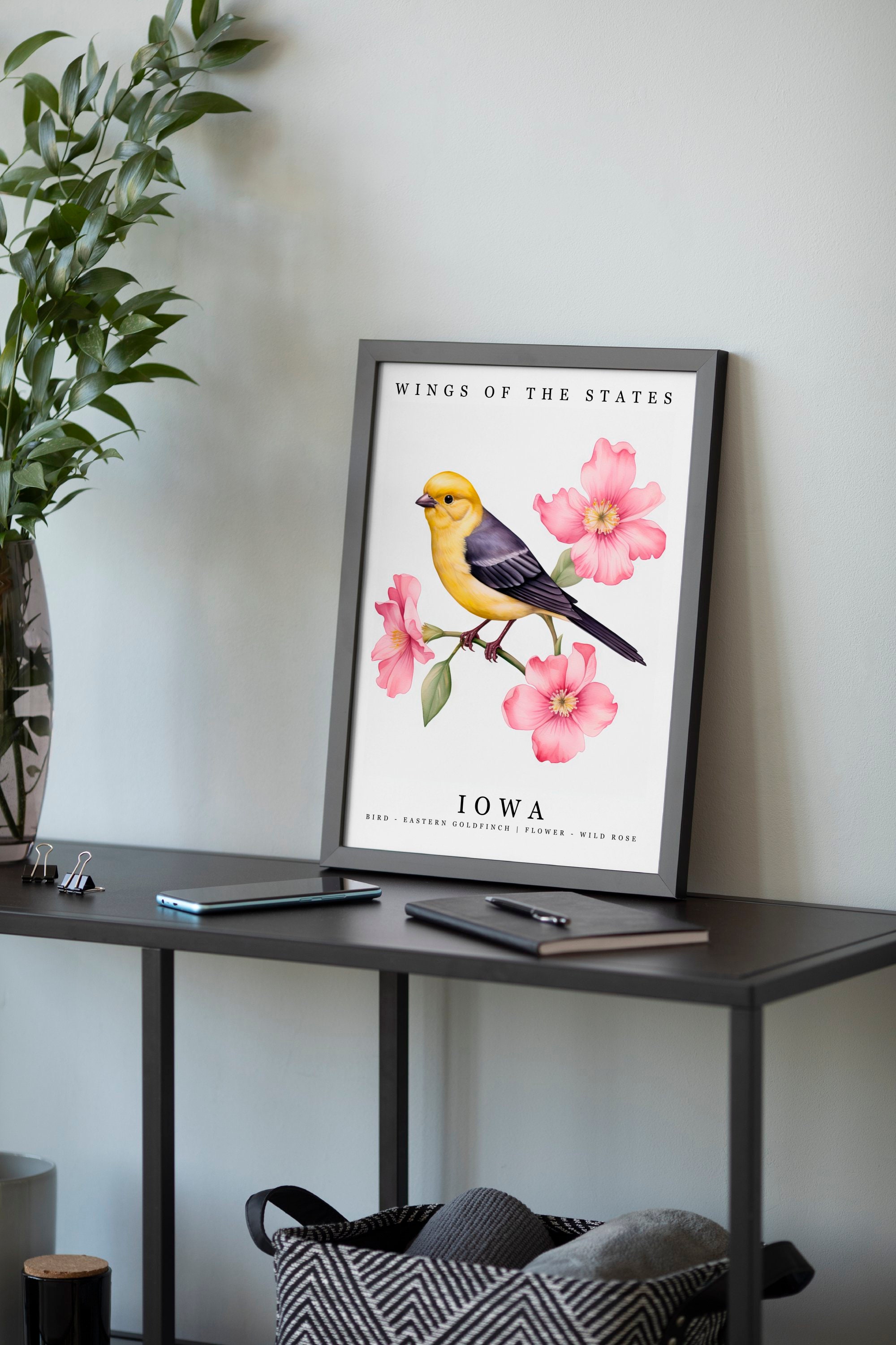 Iowa State Bird - Eastern Goldfinch and State Flower - Wild Rose ...