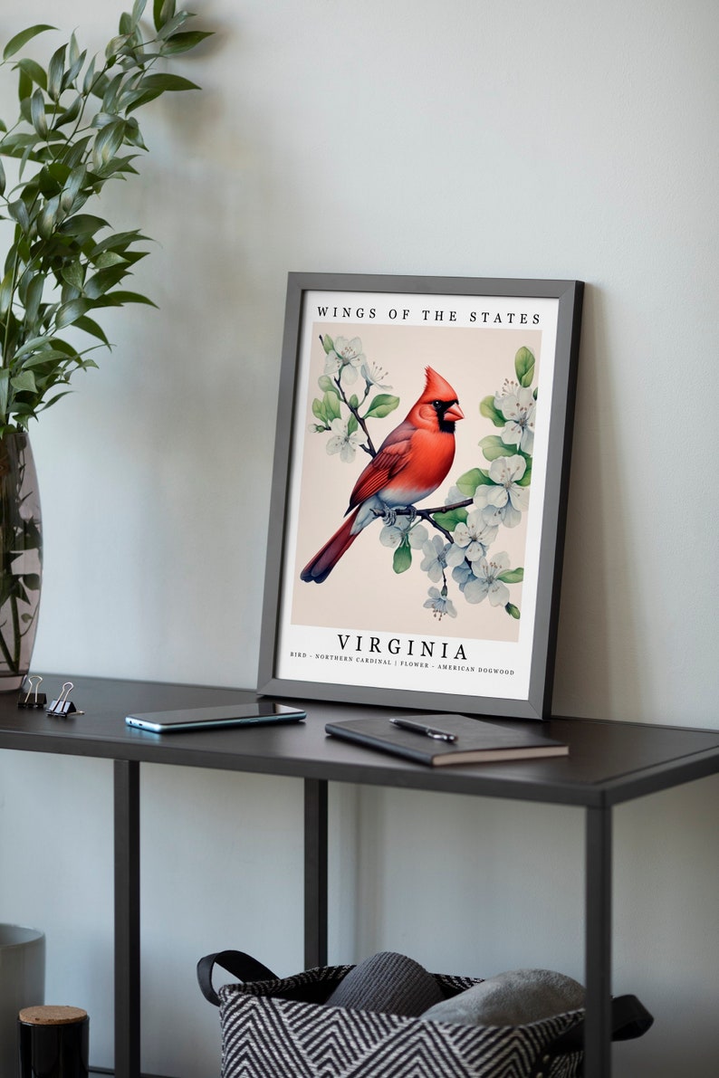 Virginia State Bird - Northern Cardinal and State Flower - American ...