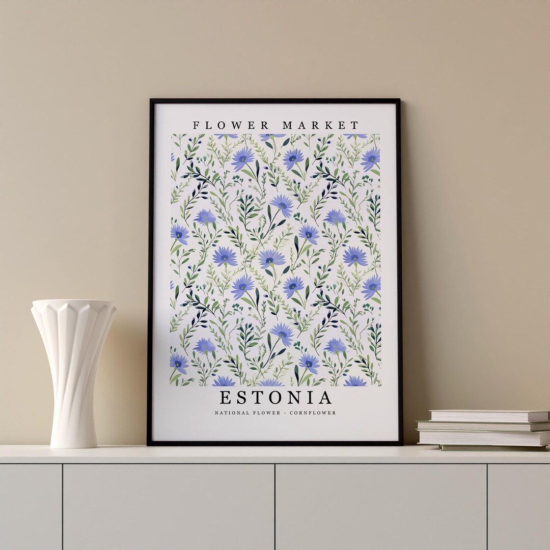 Estonia National Flower - Cornflower Wall Art Print Flower Market ...