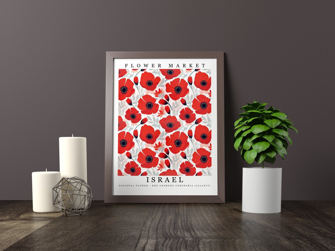 Israel National Flower - Red Anemone Coronaria Wall Art Print Flower ...