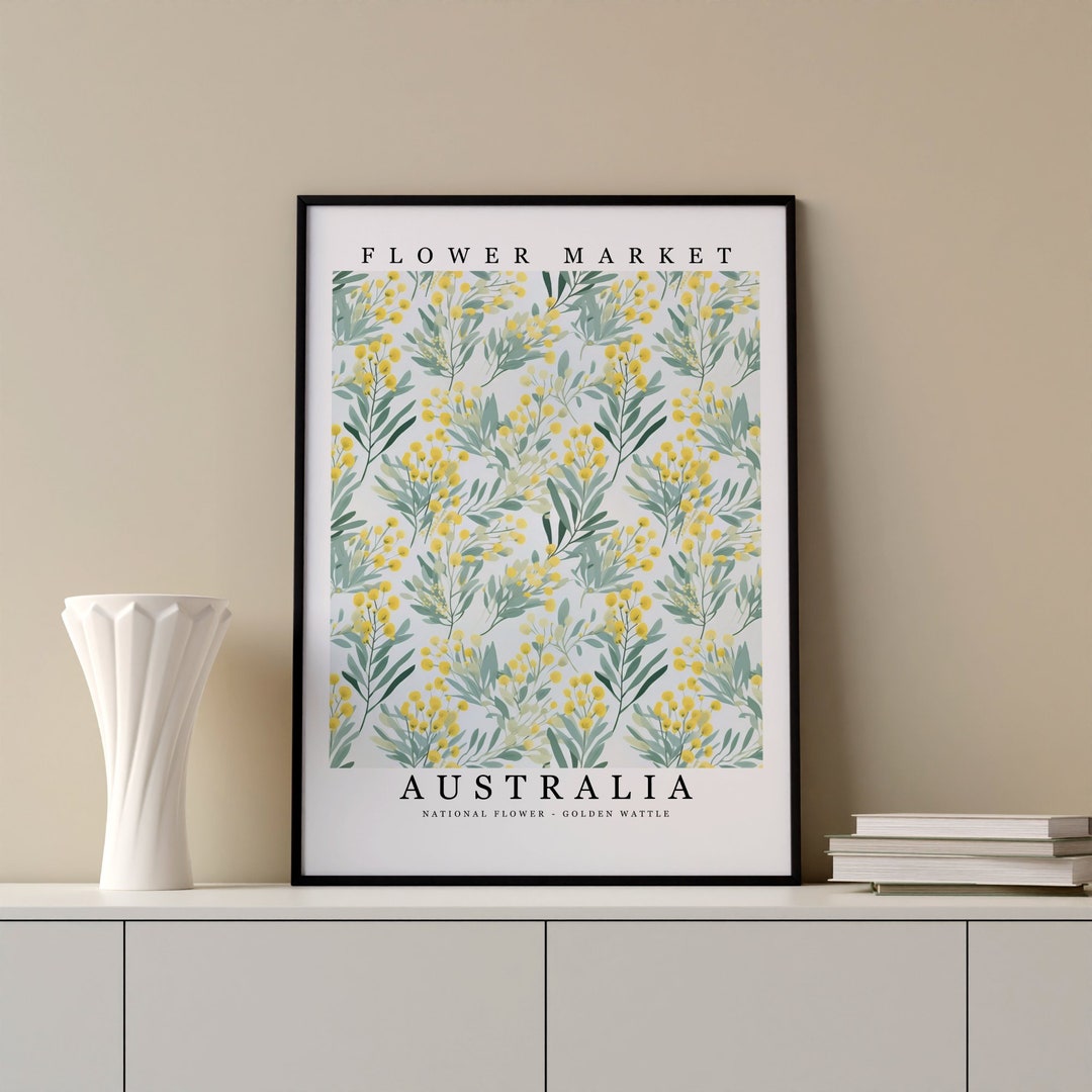 Australia National Flower - Golden Wattle Wall Art Print Flower Market ...