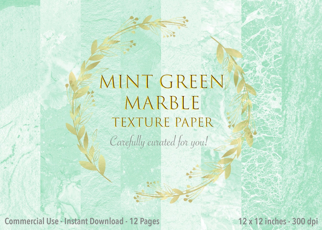 12 Mint Green Marble Texture Papers 12in, 300 Dpi, Planner Paper ...