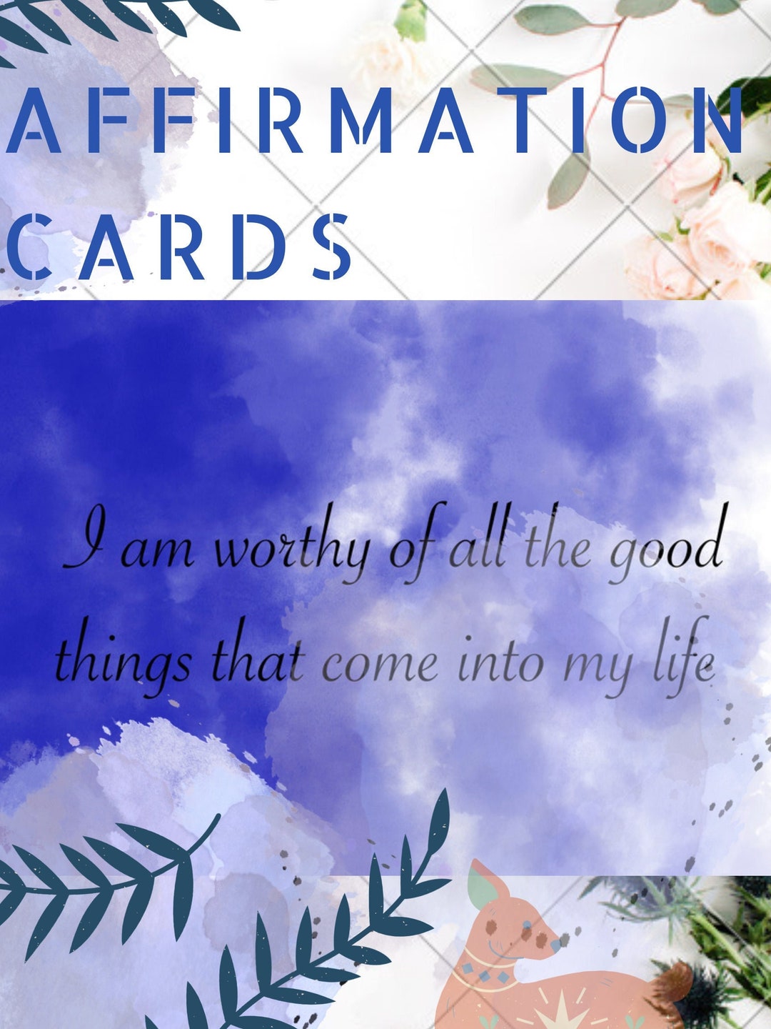 Watercolor Affirmation Cards Set - Bundle 1, Printable Affirmation ...