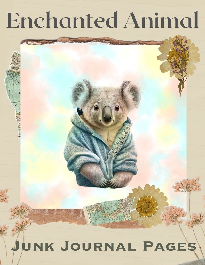 Enchanted Animals - Bundle 4, Printable Journal Pages, Watercolor ...