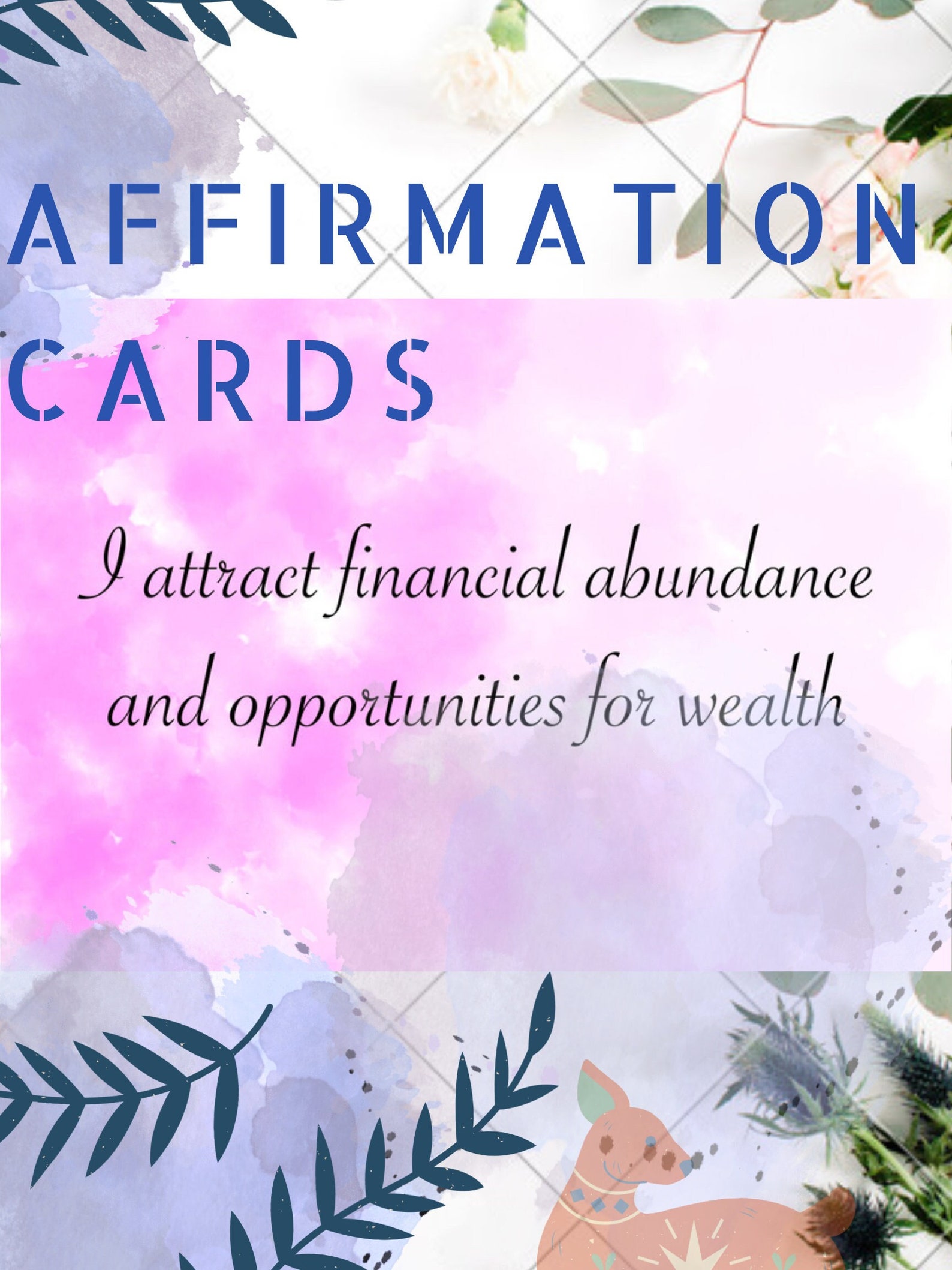 Watercolor Affirmation Cards Set - Bundle 8, Printable Affirmation ...