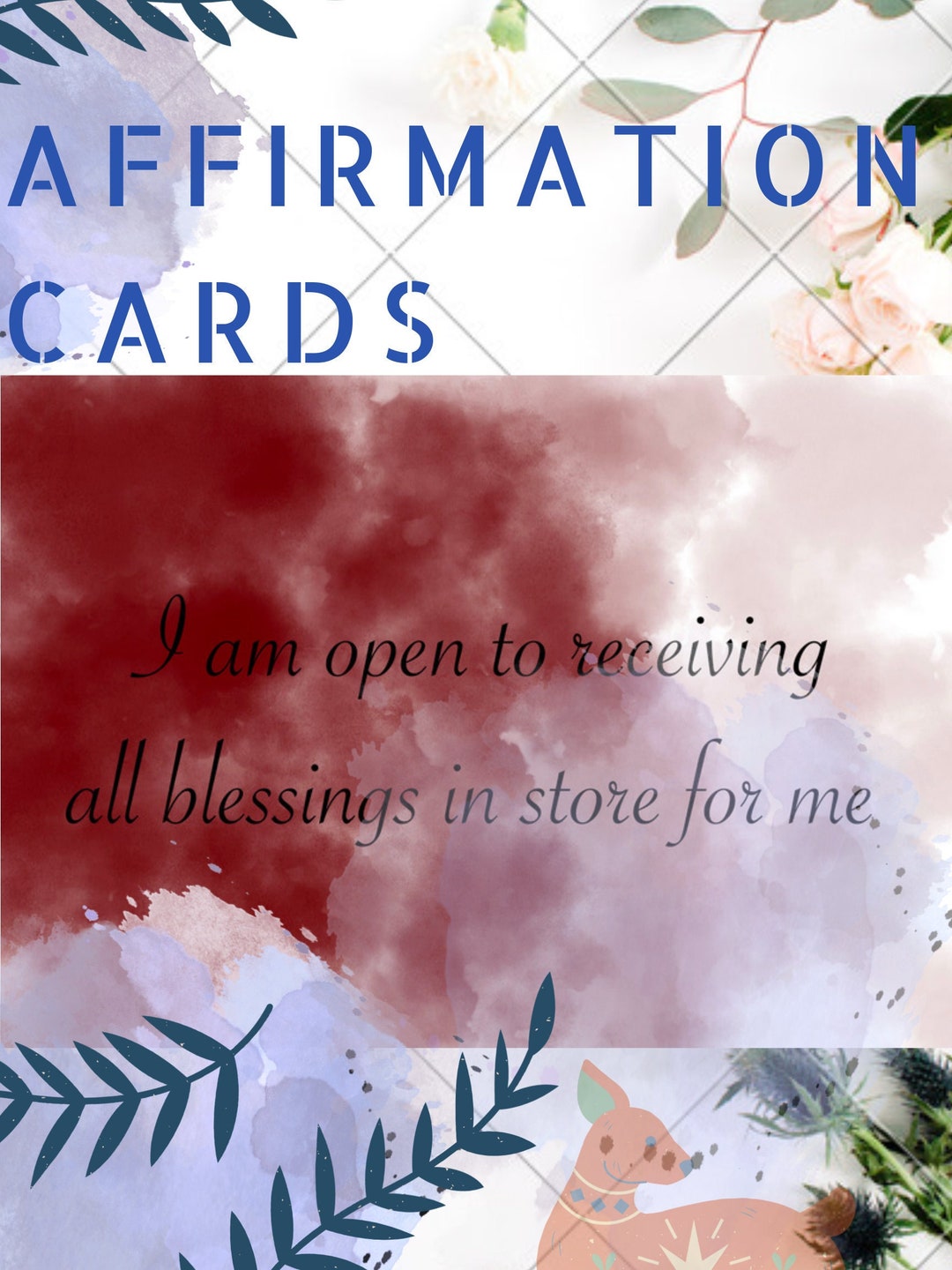 Watercolor Affirmation Cards Set - Bundle 4, Printable Affirmation ...