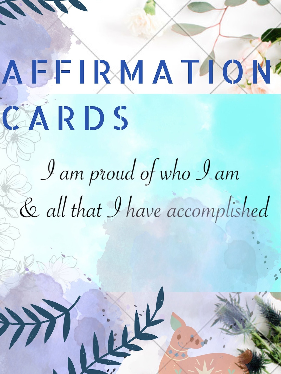 Watercolor Affirmation Cards Set - Bundle 3, Printable Affirmation ...