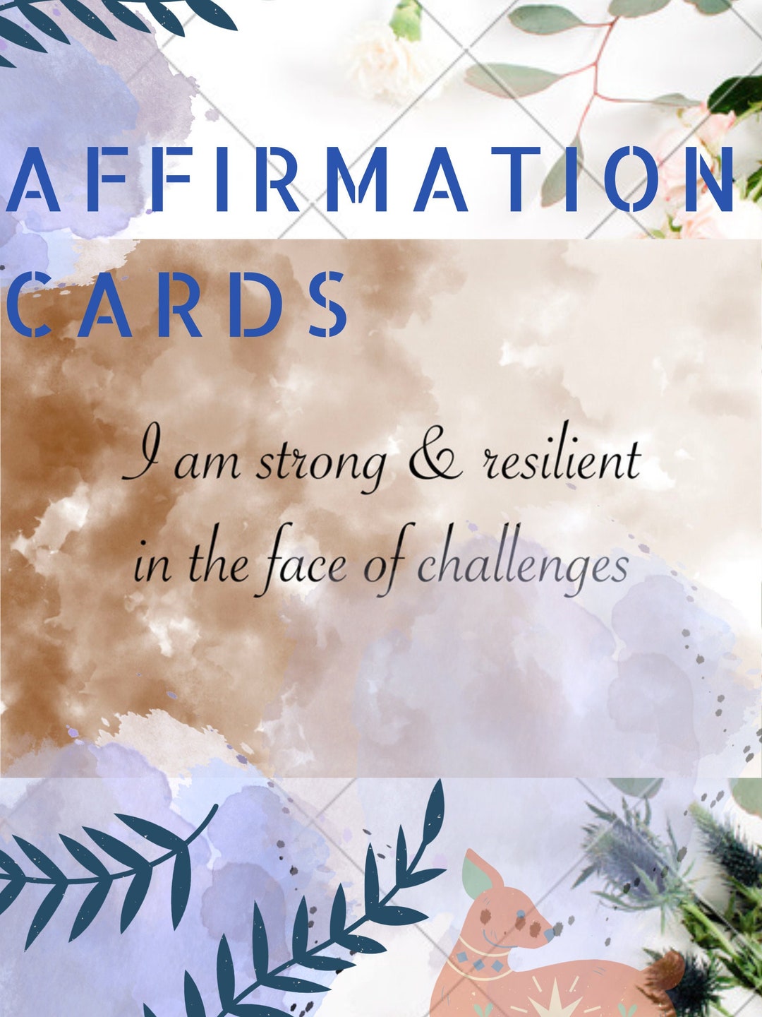 Watercolor Affirmation Cards Set - Bundle 7, Printable Affirmation ...