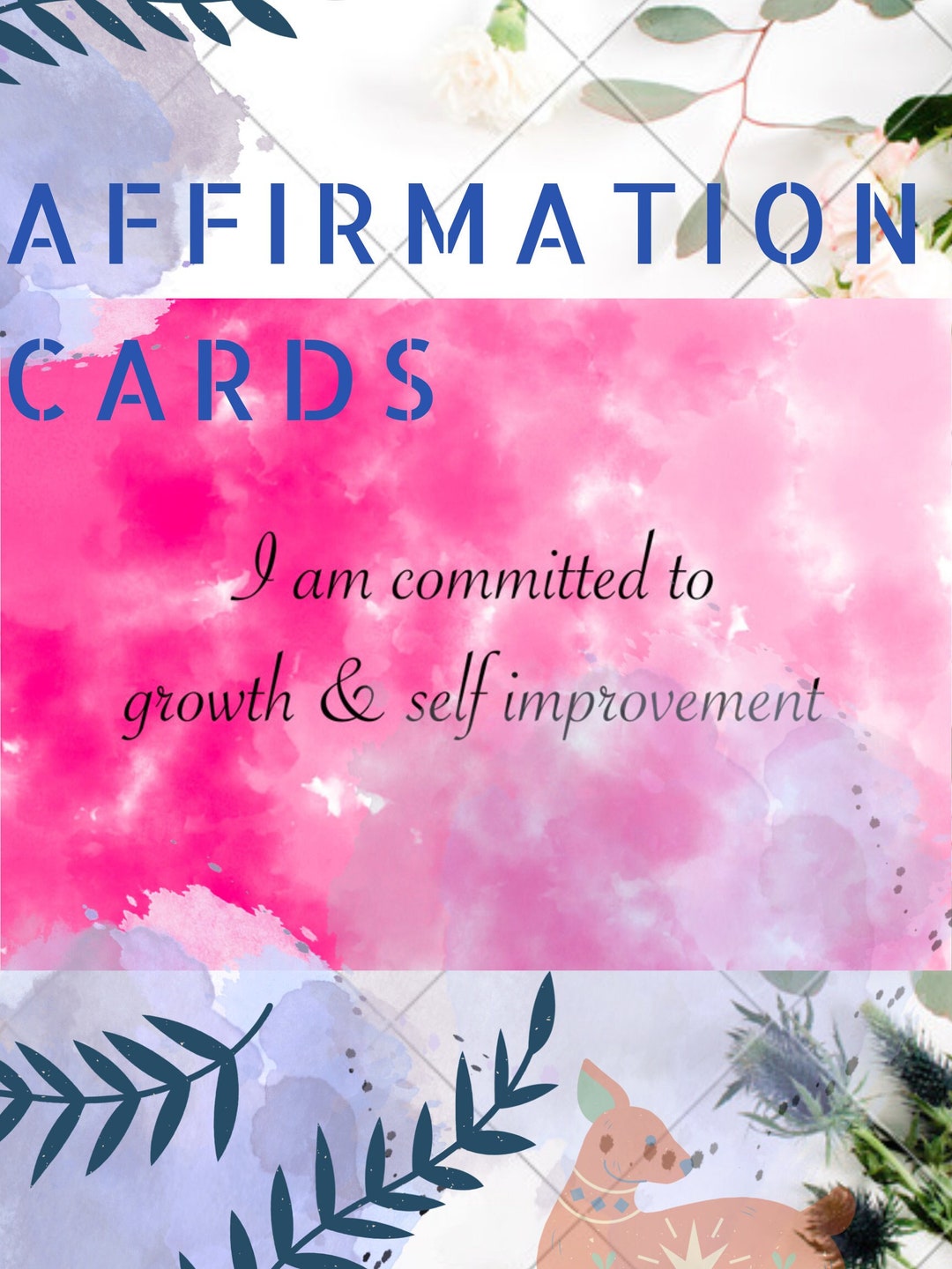 Watercolor Affirmation Cards Set - Bundle 6, Printable Affirmation ...