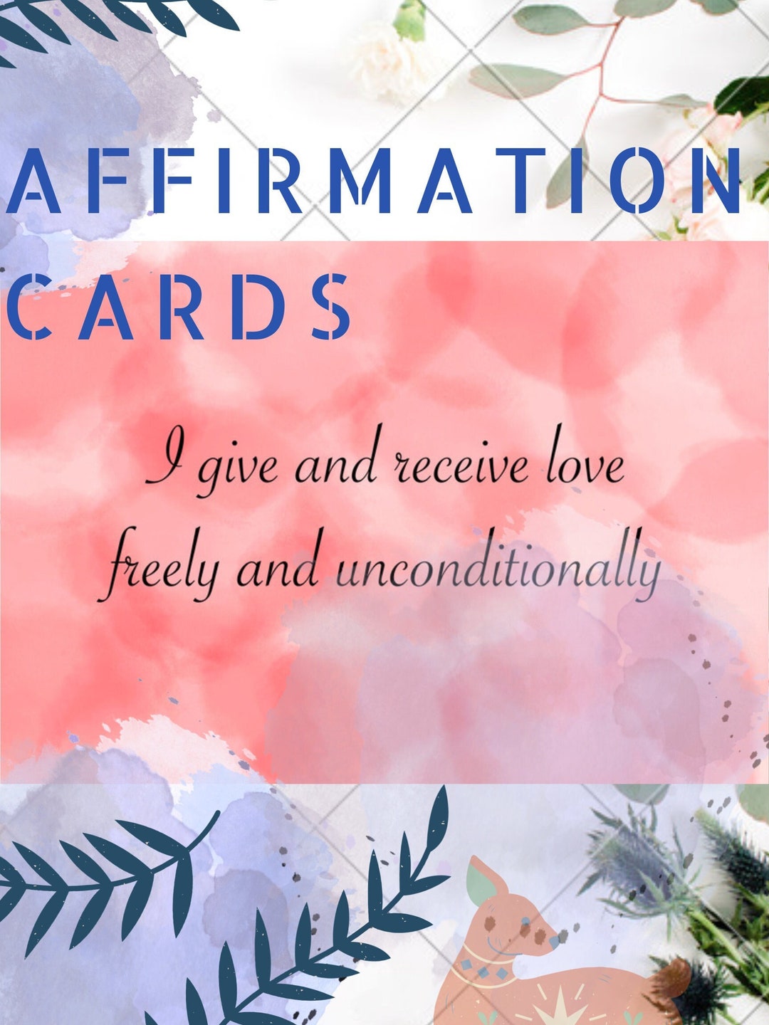 Watercolor Affirmation Cards Set - Bundle 12, Printable Affirmation ...