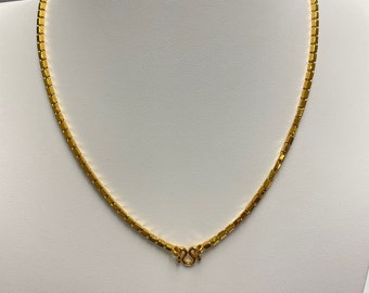24K .999 Thai Baht Gold Chain Necklace Angular Box and Chain Link 15g ...