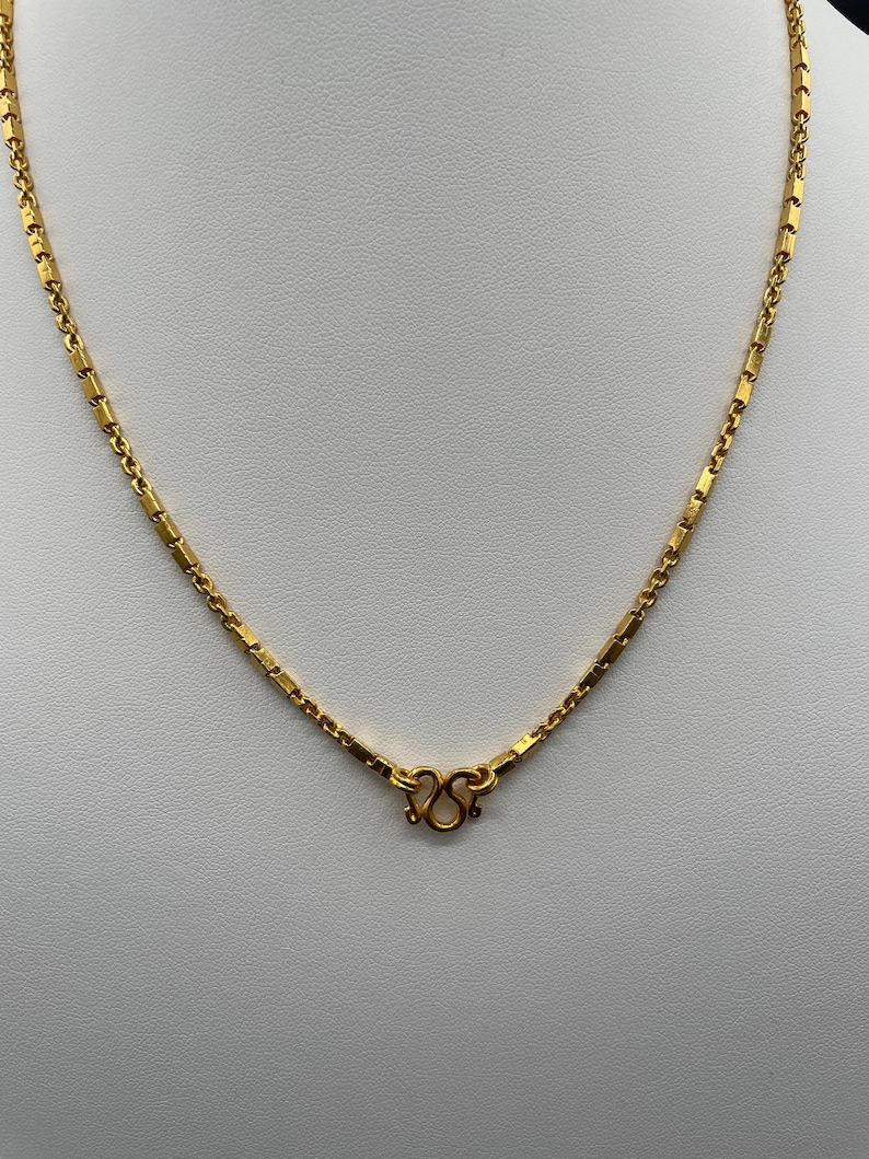 24k Thai Baht Solid Gold Box and Chainlink Necklace 15 and 22 Grams - Etsy