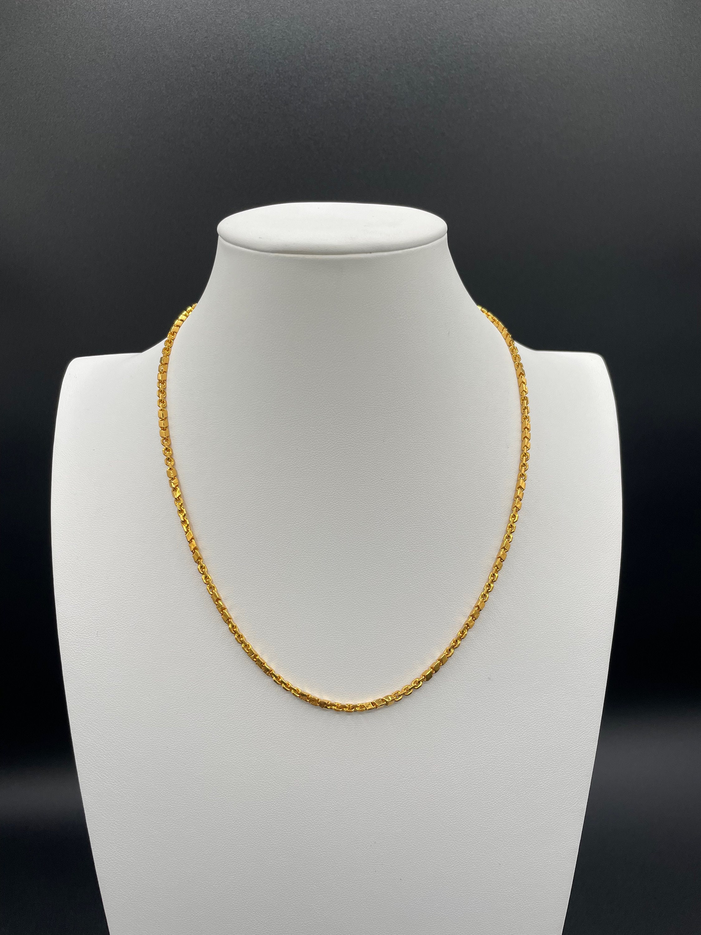 24K Thai Baht Gold Angular Box and Chain Link Necklace 30g - Etsy