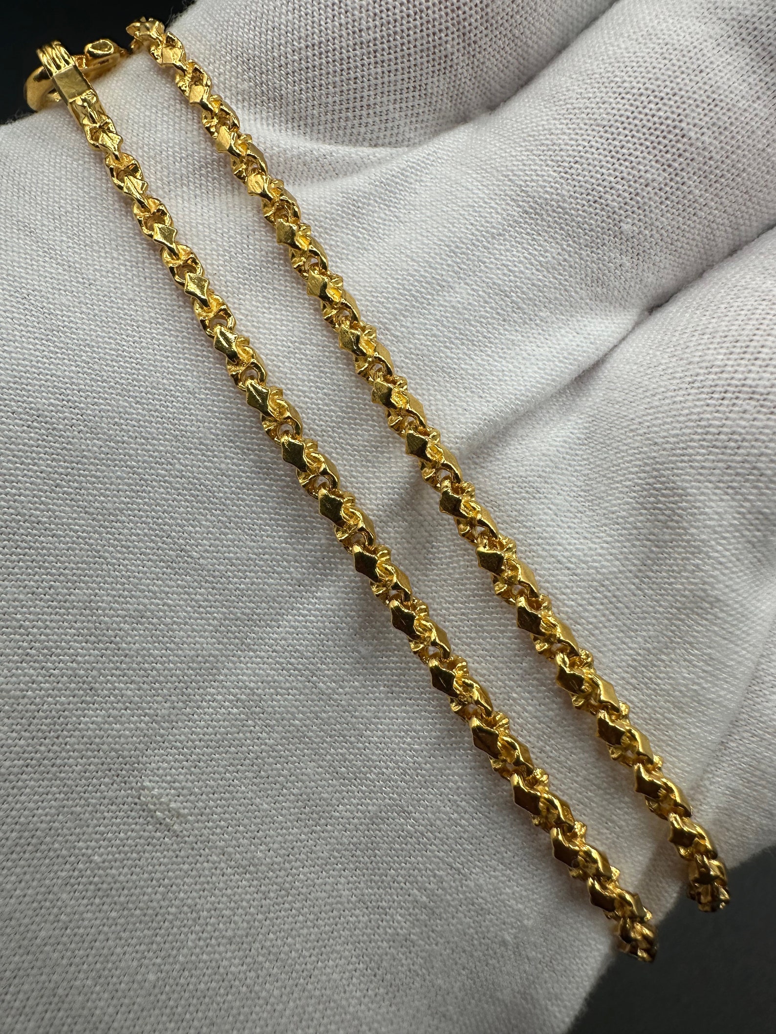 24K .9999 Yellow Gold Thai Baht Diamond Shape Link Chain - Etsy