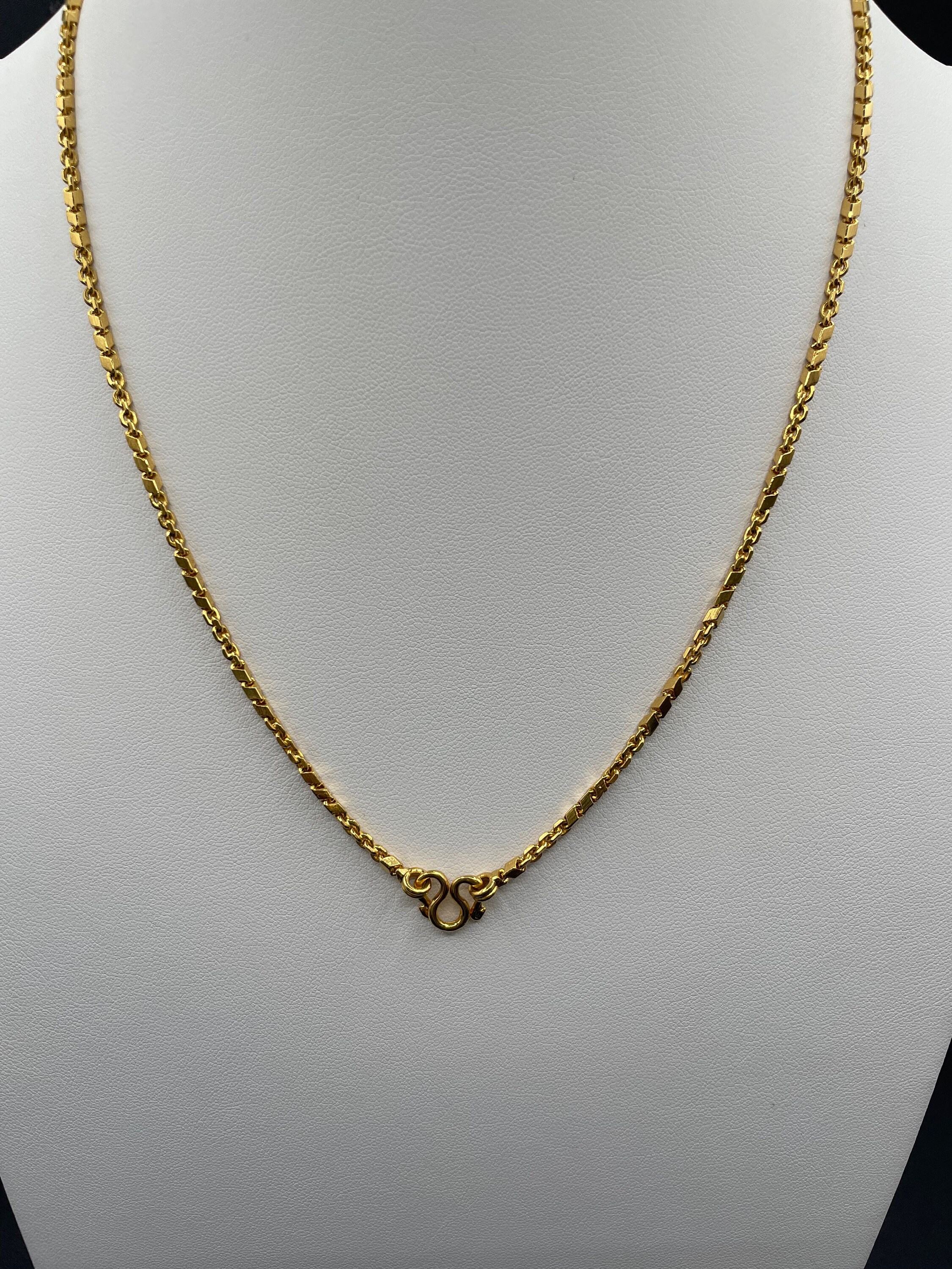 24k Solid Yellow Gold Necklace Angular Square With Chain Link - Etsy