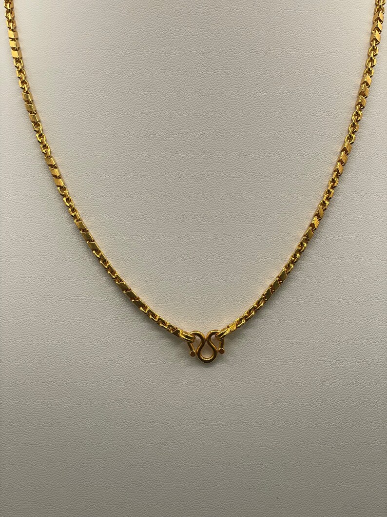 24K Thai Baht Gold Angular Box and Chain Link Necklace 30g - Etsy