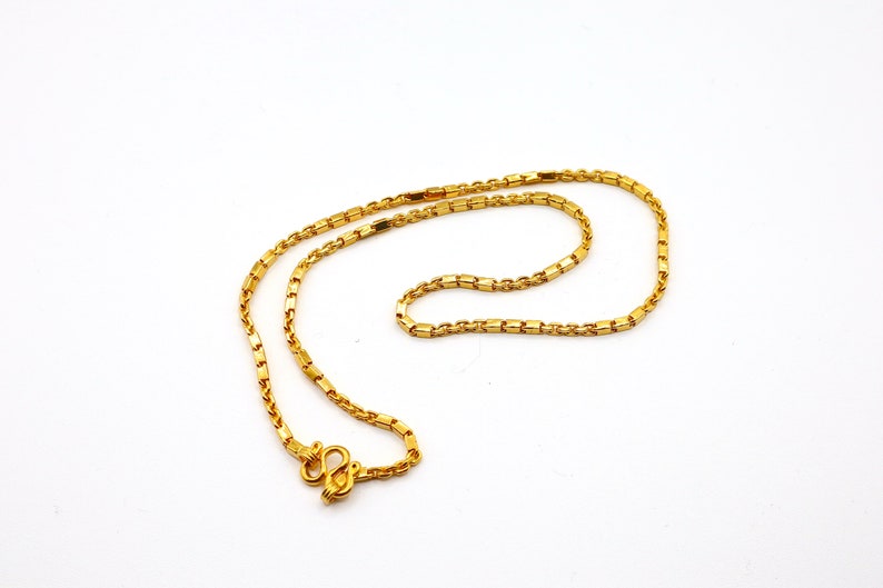24k Baht Solid Gold Box and Chainlink Necklace. - Etsy