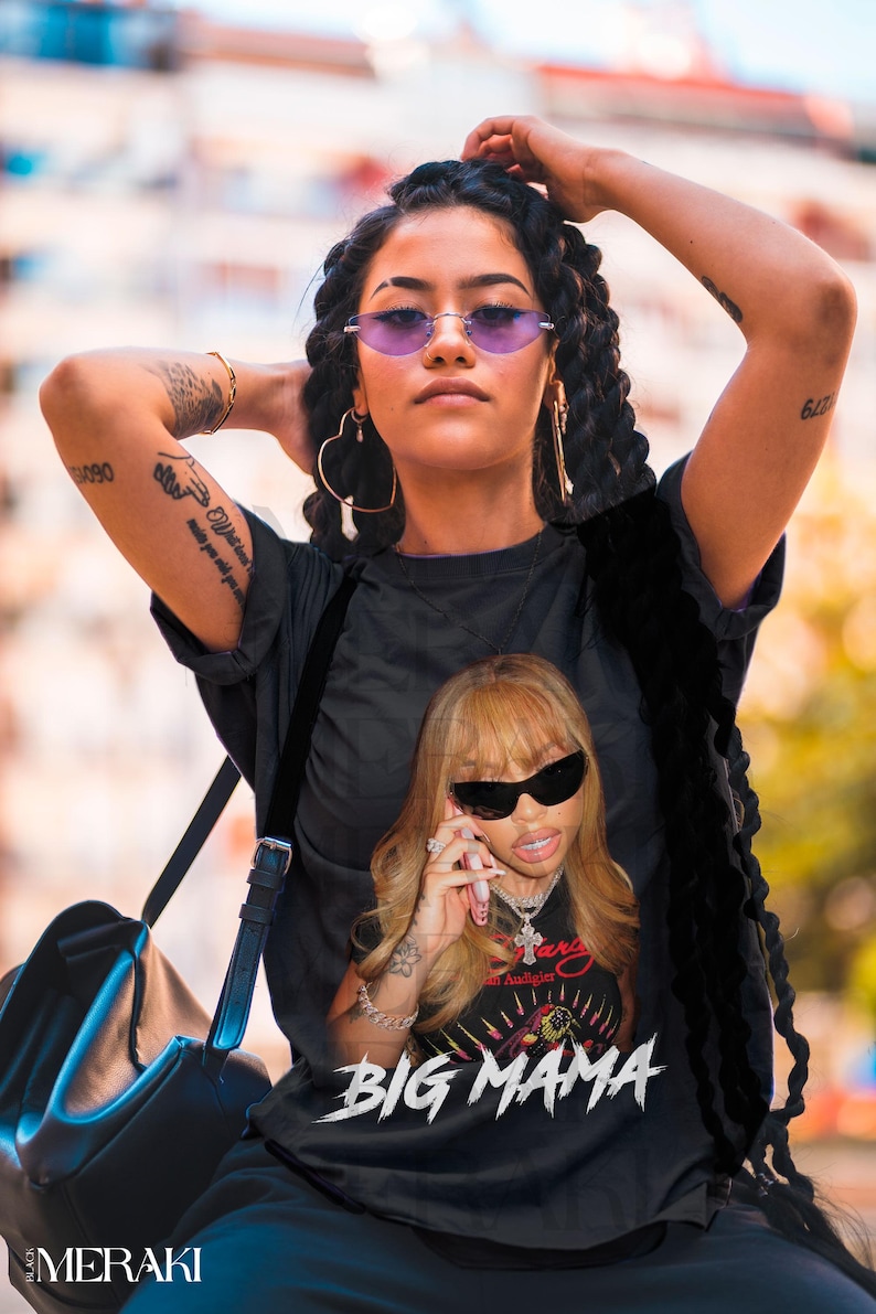 Latto - Big Mama Graphic T-shirt - Female Rapper Phone Grill Design Tee ...